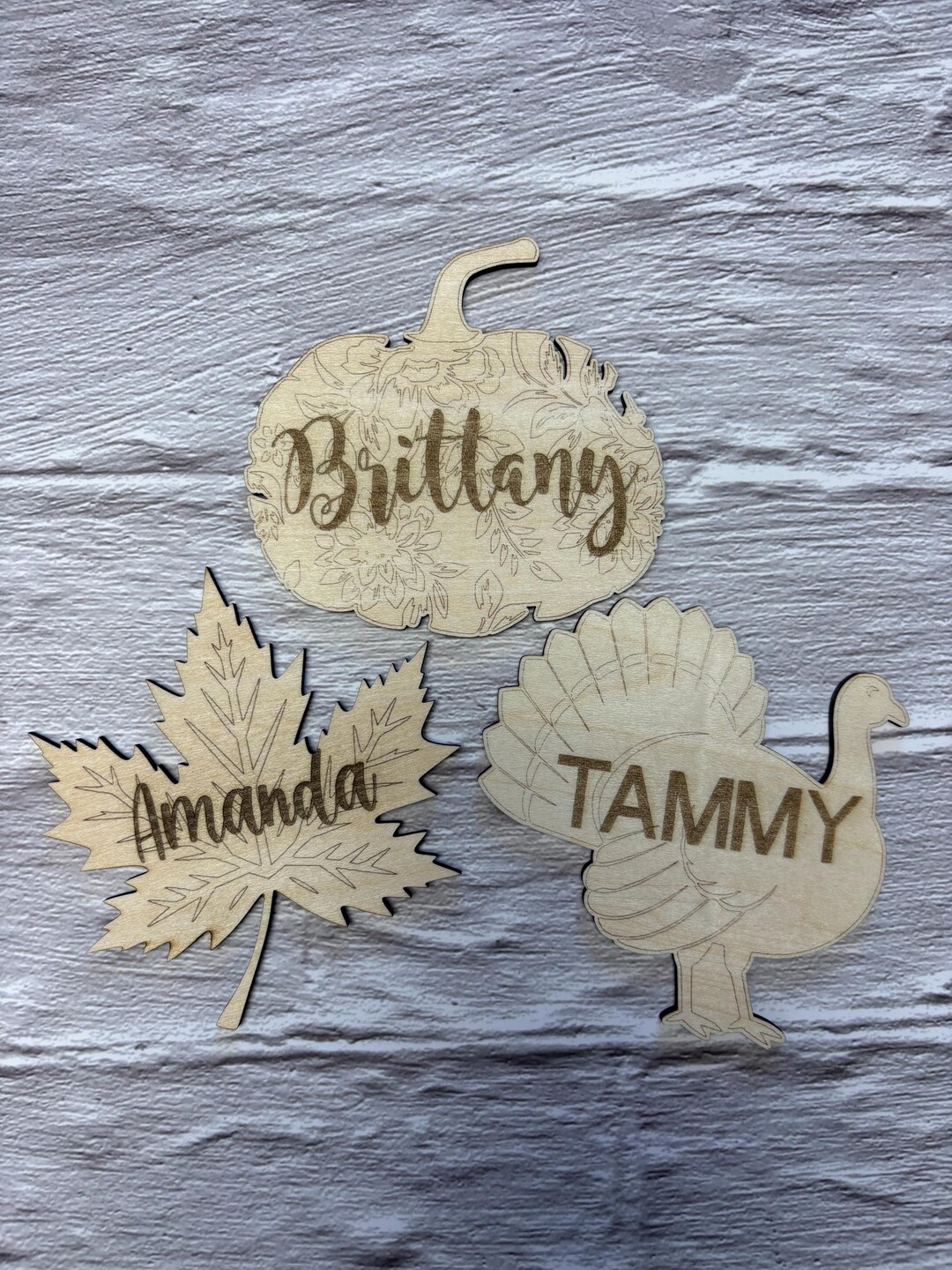 Custom Fall Shapes Wood Cutout: Thanksgiving Table Setting Name Tag - Etsy