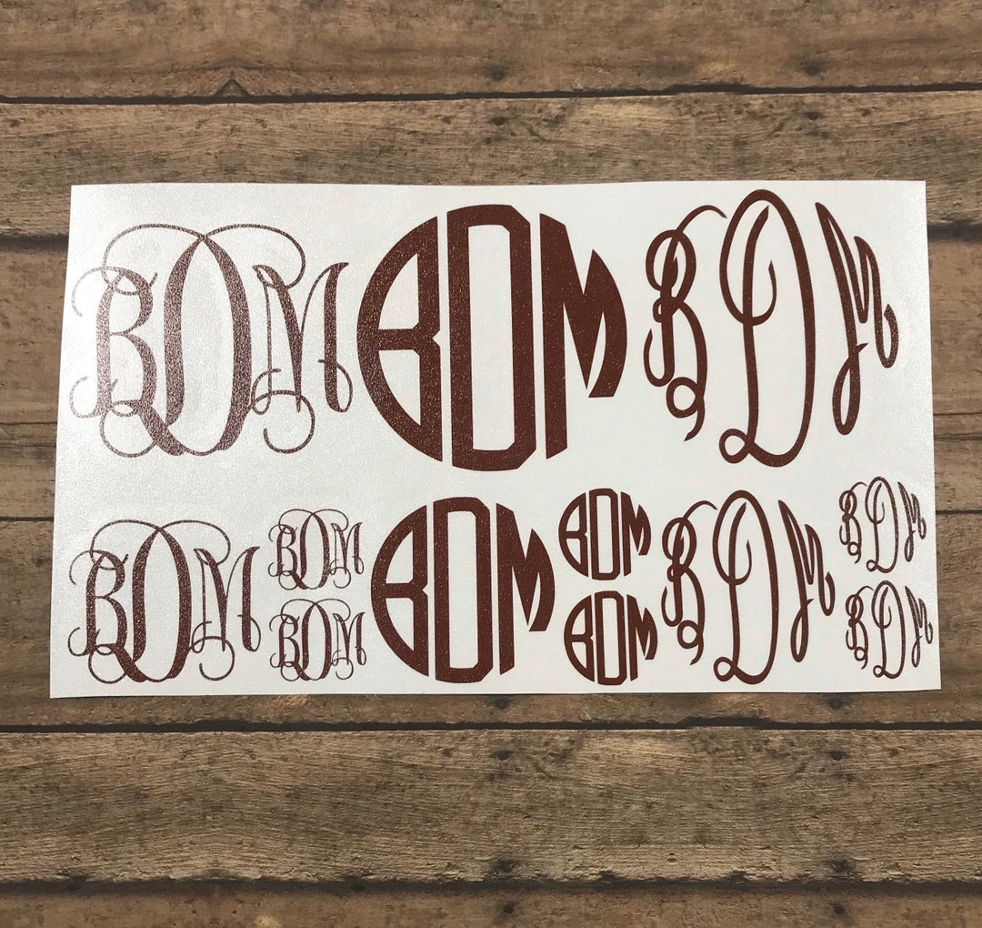 Sheet of Monogram Decals, Set of Monograms Stickers, Vine Font, Circle ...
