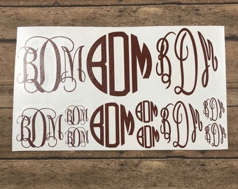 Set of Monogram Decals Set of 10 Fancy Circle Monograms | Etsy