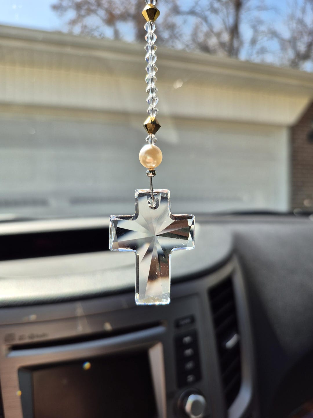 Crystal Cross Car Charm, Crystal Cross, Baptism Gift, Cross Gift, Rear ...