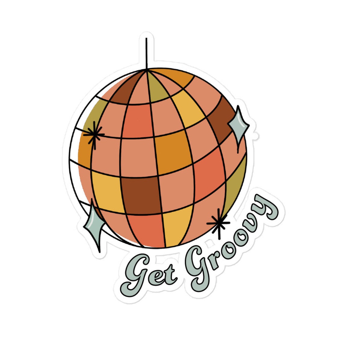 Get Groovy Vintage Retro 1970s Disco Ball Sticker - Etsy