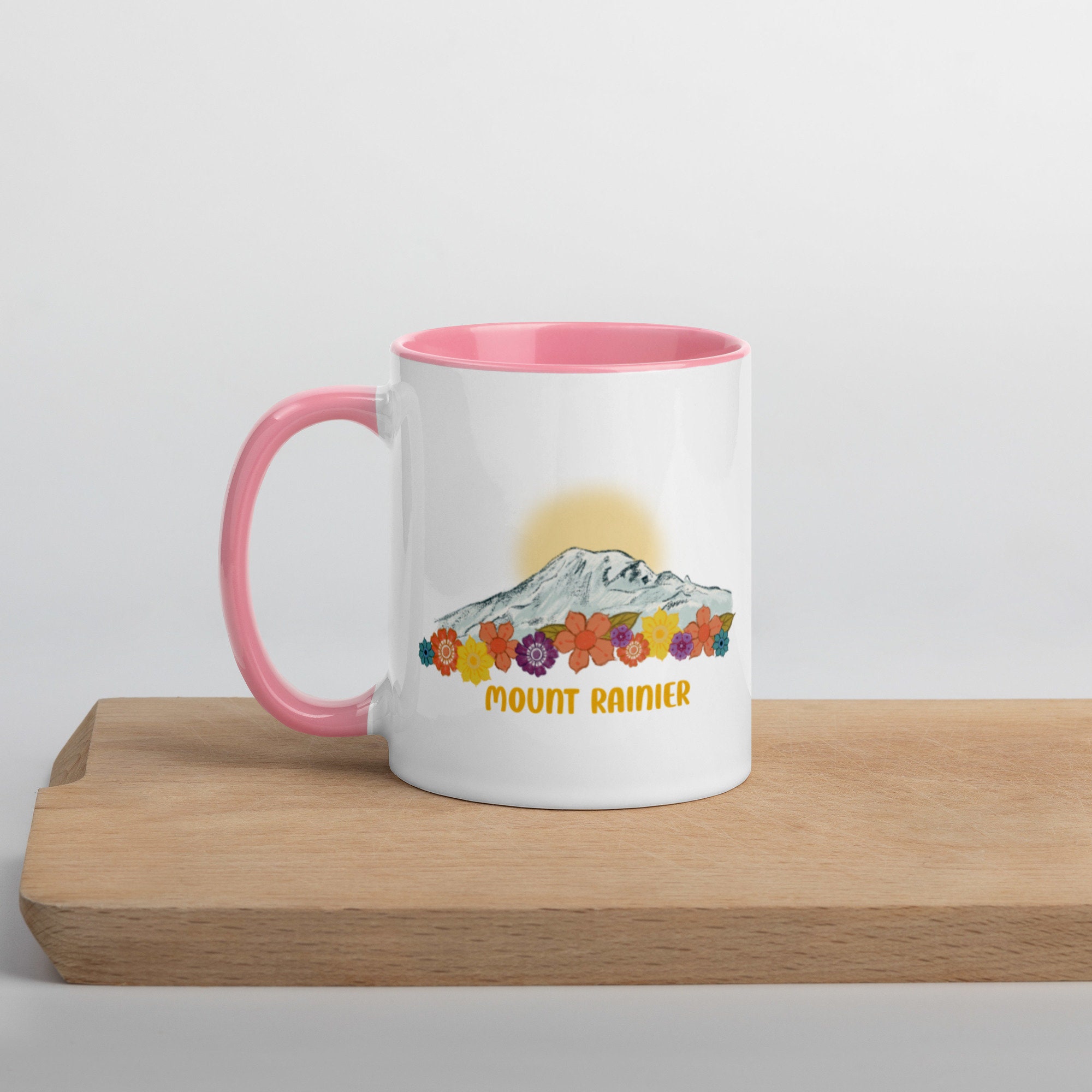 Mount Rainier National Park Washington State Mug With Color | Etsy