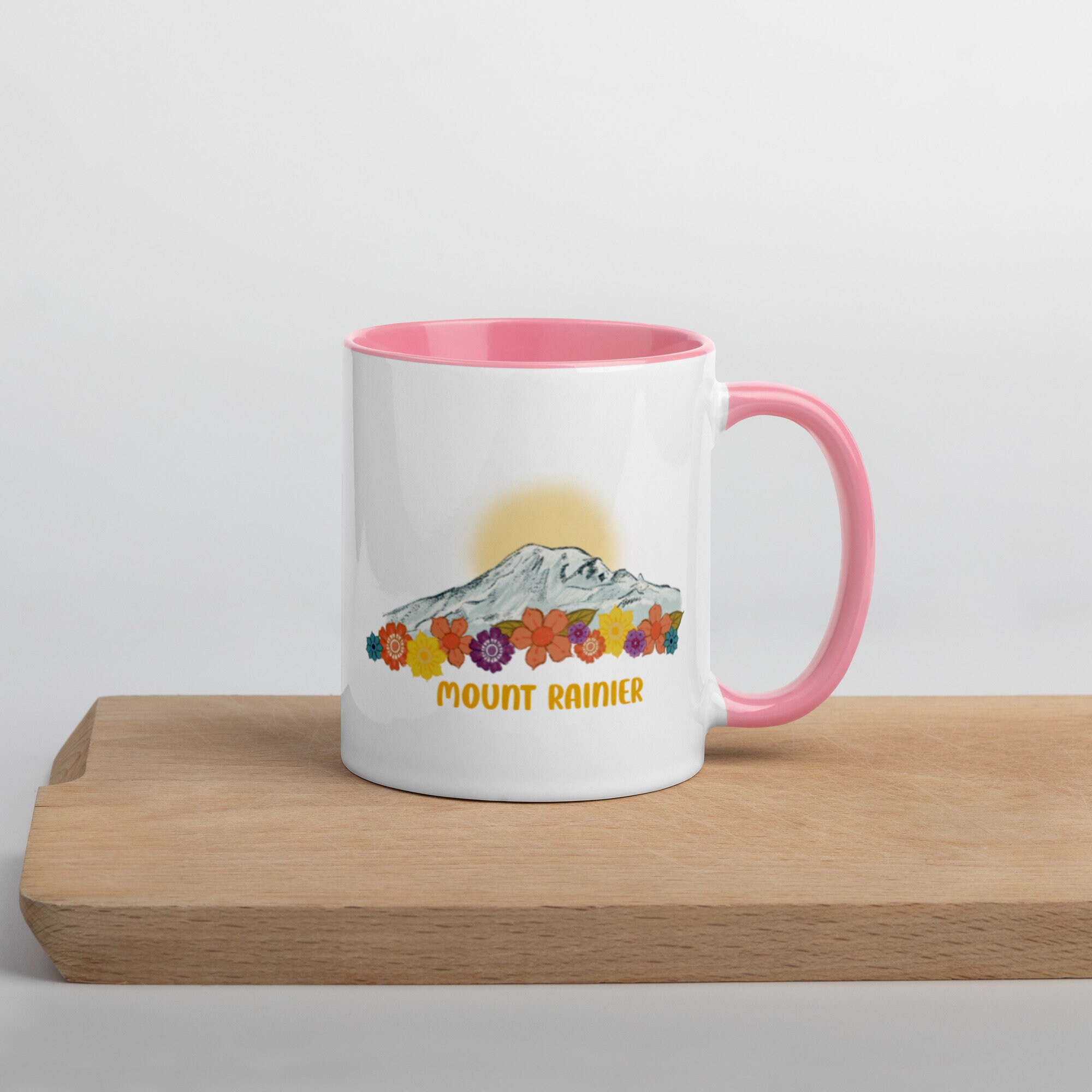 Mount Rainier National Park Washington State Mug With Color | Etsy