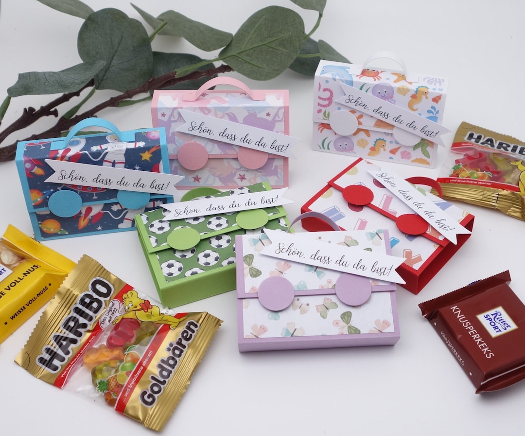 Gastgeschenk zur Einschulung, Schultasche, Mappe, Schulranzen Gastgeschenke, Geschenk für Gäste ...