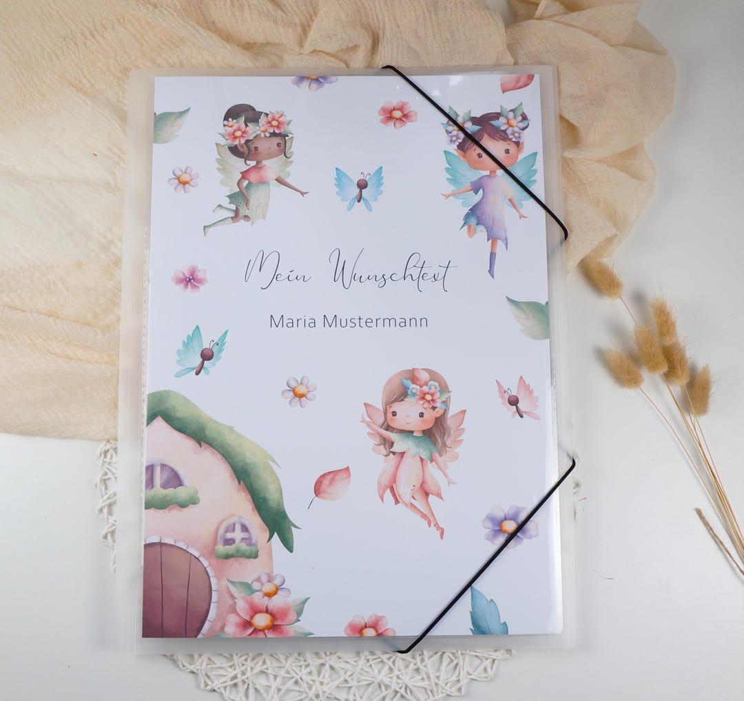 Zeichenmappe A3 Oder A4 Sammelmappe Postmappe Personalisiert FEEN ELFEN ...