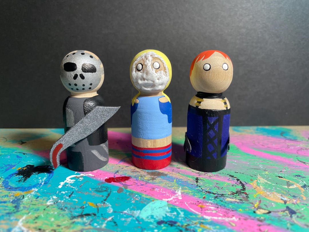 Hand Painted Wooden Peg People Inspired by Jason X - Etsy