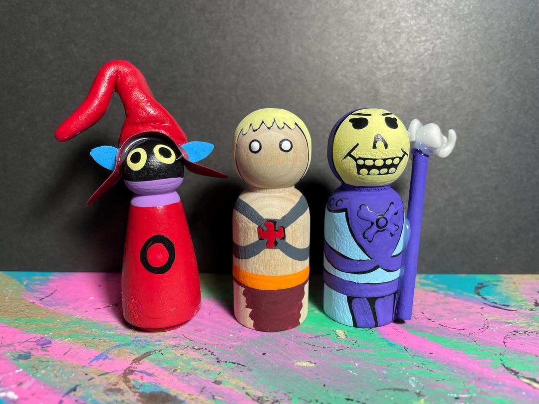Hand Painted Wooden Peg People Inspired by He-man - Etsy