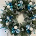 Blue Winter Wonderland Wreath/ Christmas Lambs Ear /blue and White ...