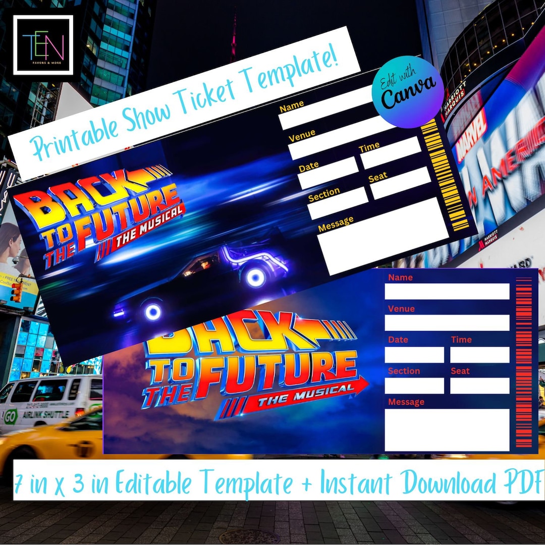 EDITABLE Back to the Future Ticket Template Fake for Gifting DIY ...