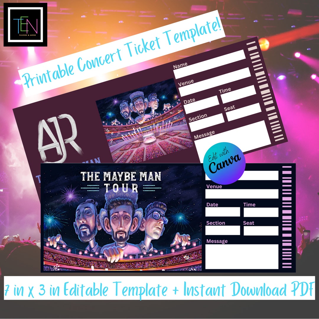 EDITABLE AJR Ticket Template Fake for Gifting DIY Editable in Canva ...