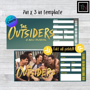 EDITABLE the Outsiders Broadway Ticket Template Fake for Gifting DIY ...