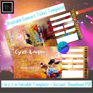 EDITABLE Cyndi Lauper Ticket Template Fake for Gifting DIY Editable in ...