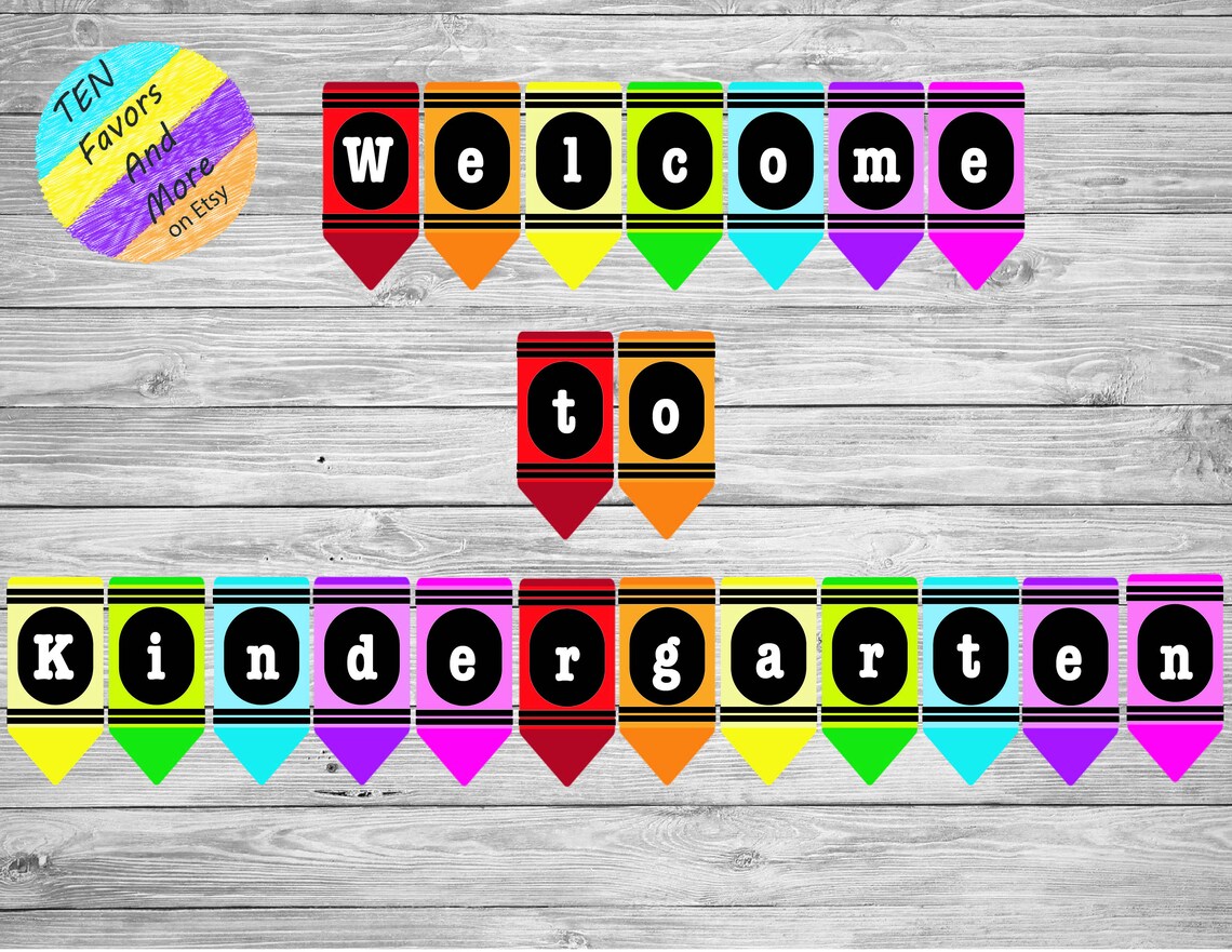 Welcome to Kindergarten Crayon Banner Teachers Classroom | Etsy