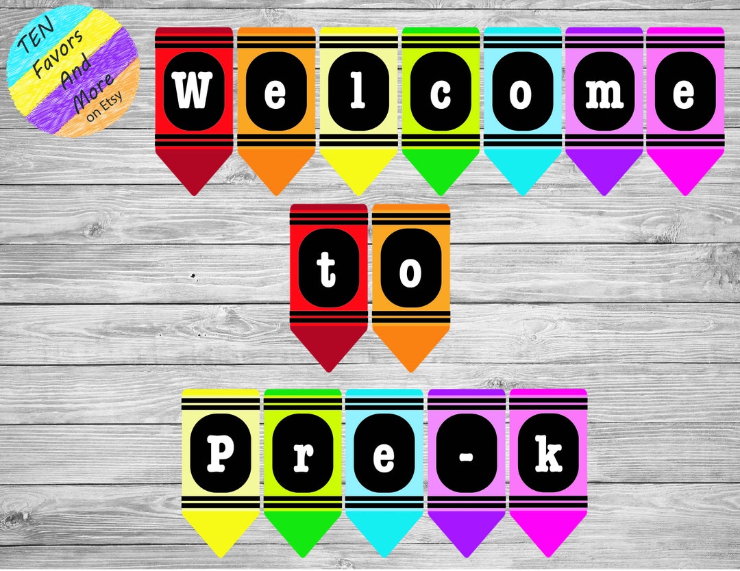 Bienvenido al banner de crayones de Pre-K Maestros Aula DESCARGA ...