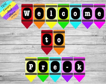 Welcome to Kindergarten Crayon Banner Teachers Classroom | Etsy