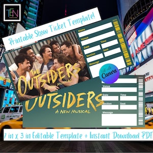 EDITABLE the Outsiders Broadway Ticket Template Fake for Gifting DIY ...