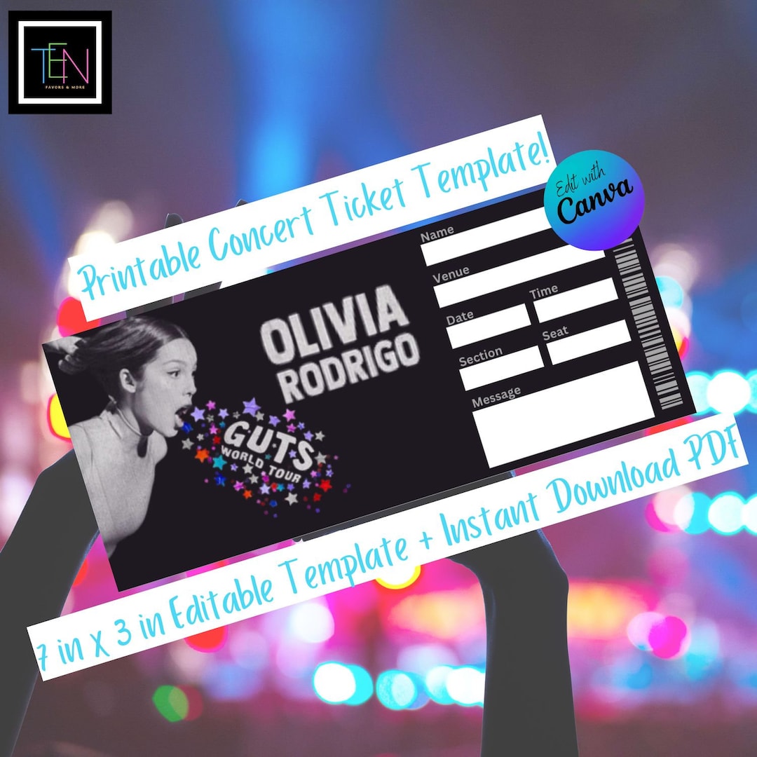 EDITABLE Olivia Rodrigo: GUTS Concert Ticket Template Fake for Gifting ...