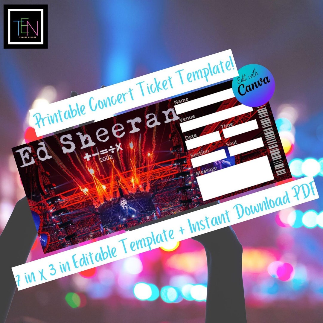 EDITABLE Ed Sheeran Concert Ticket Template Fake for Gifting DIY ...