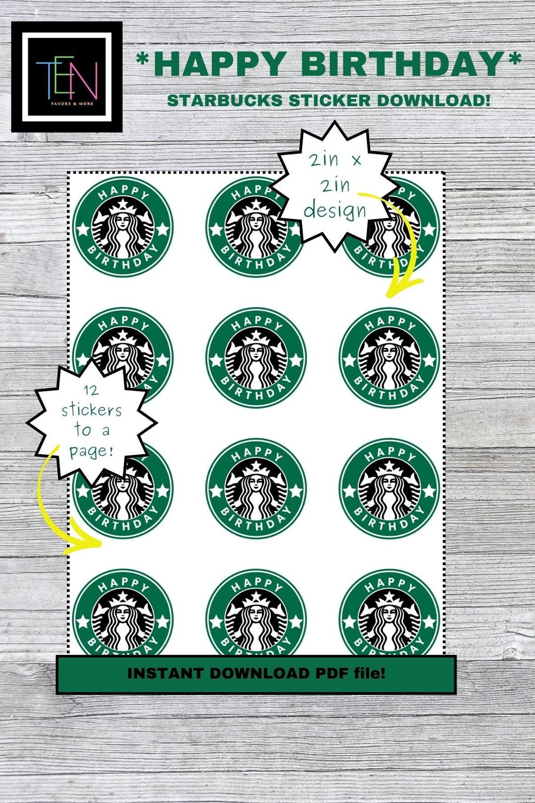 Happy Birthday Personalized Starbucks Coffee INSTANT DOWNLOAD - Etsy