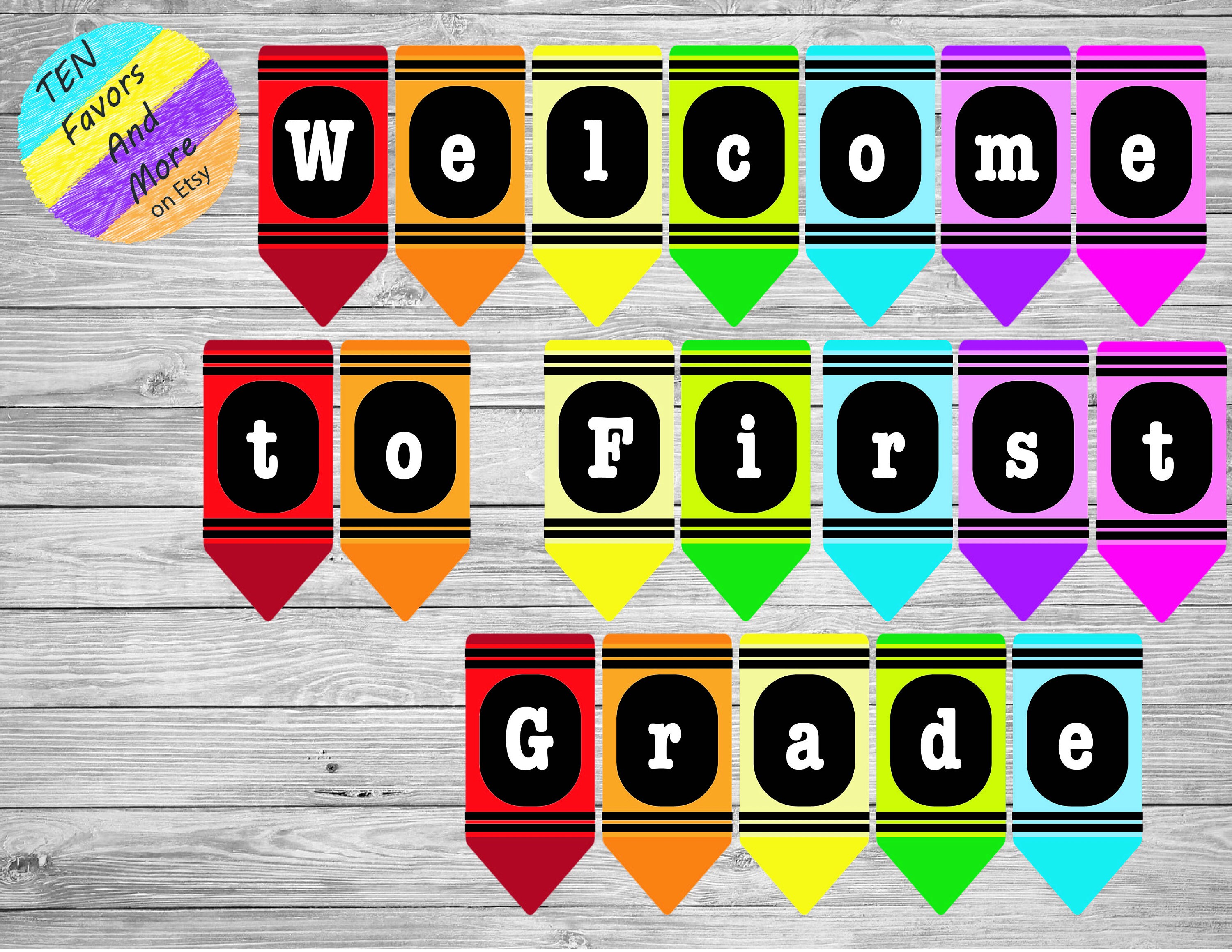 Welcome to First Grade Crayon Banner Teachers Classroom | Etsy