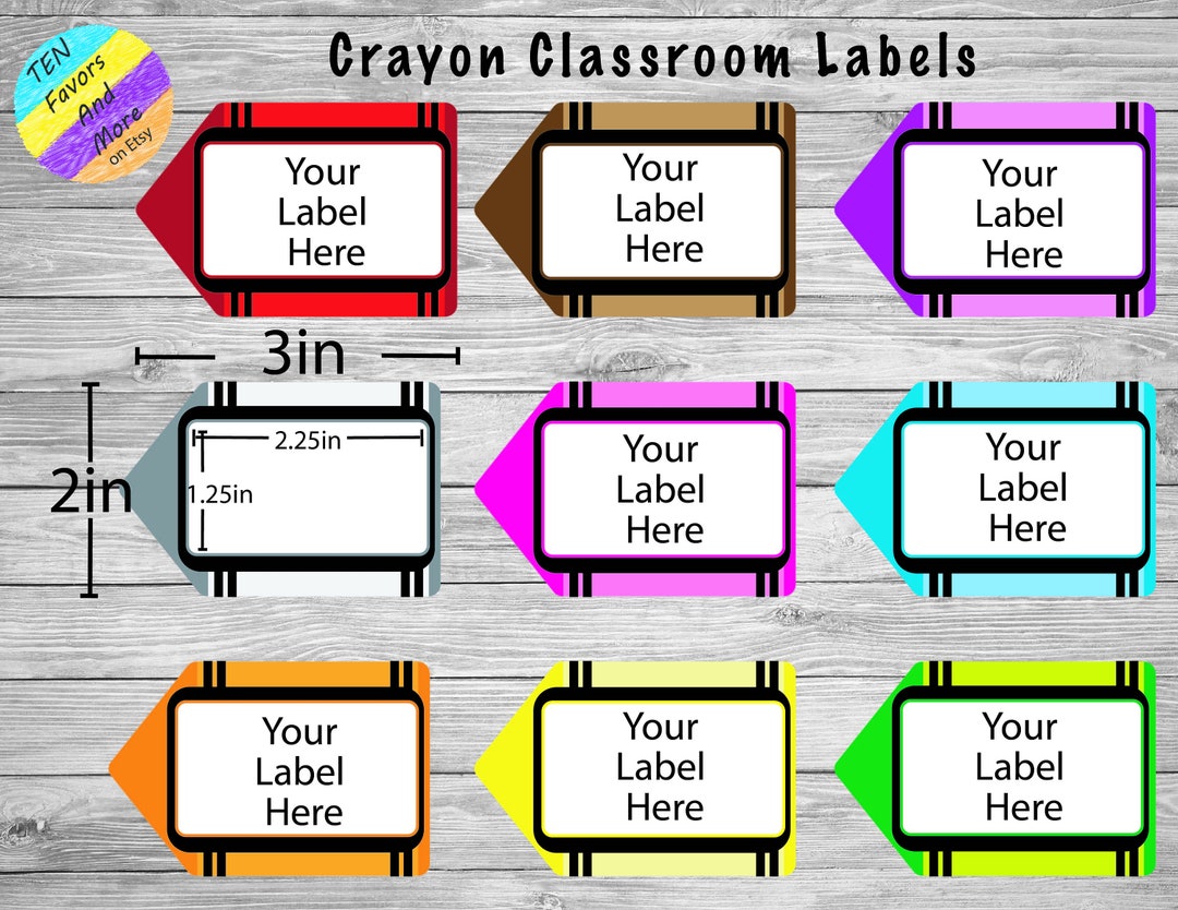 Crayon Labels White Teachers Classroom INSTANT DOWNLOAD - Etsy