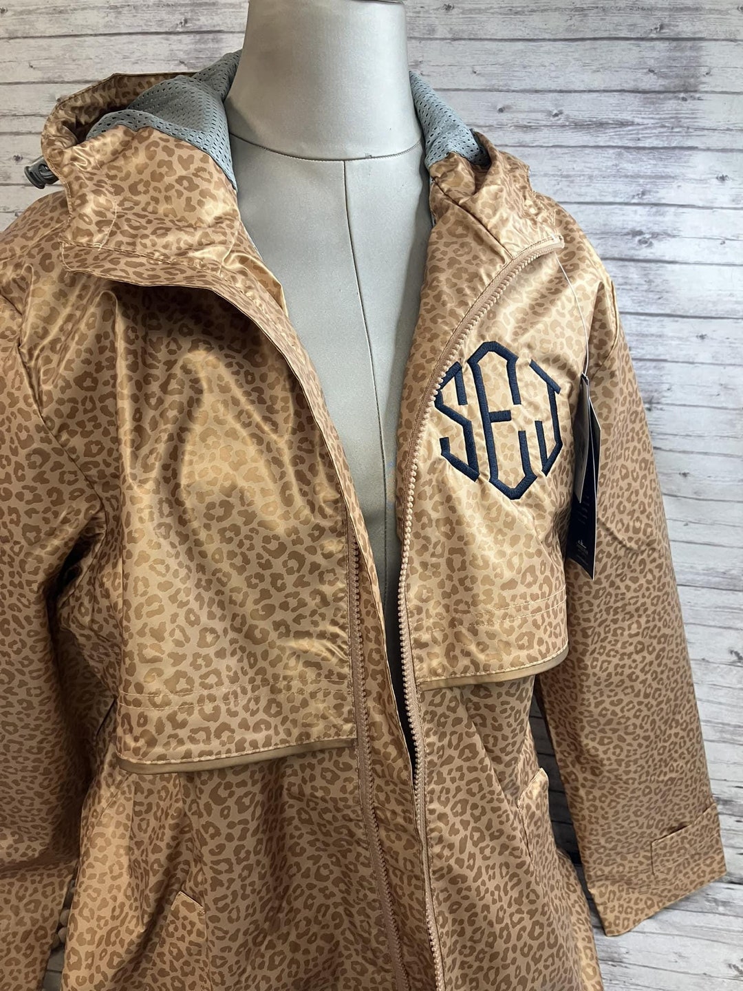 Charles River New Englander Raincoat in Gold Leopard, Rain Jacket ...