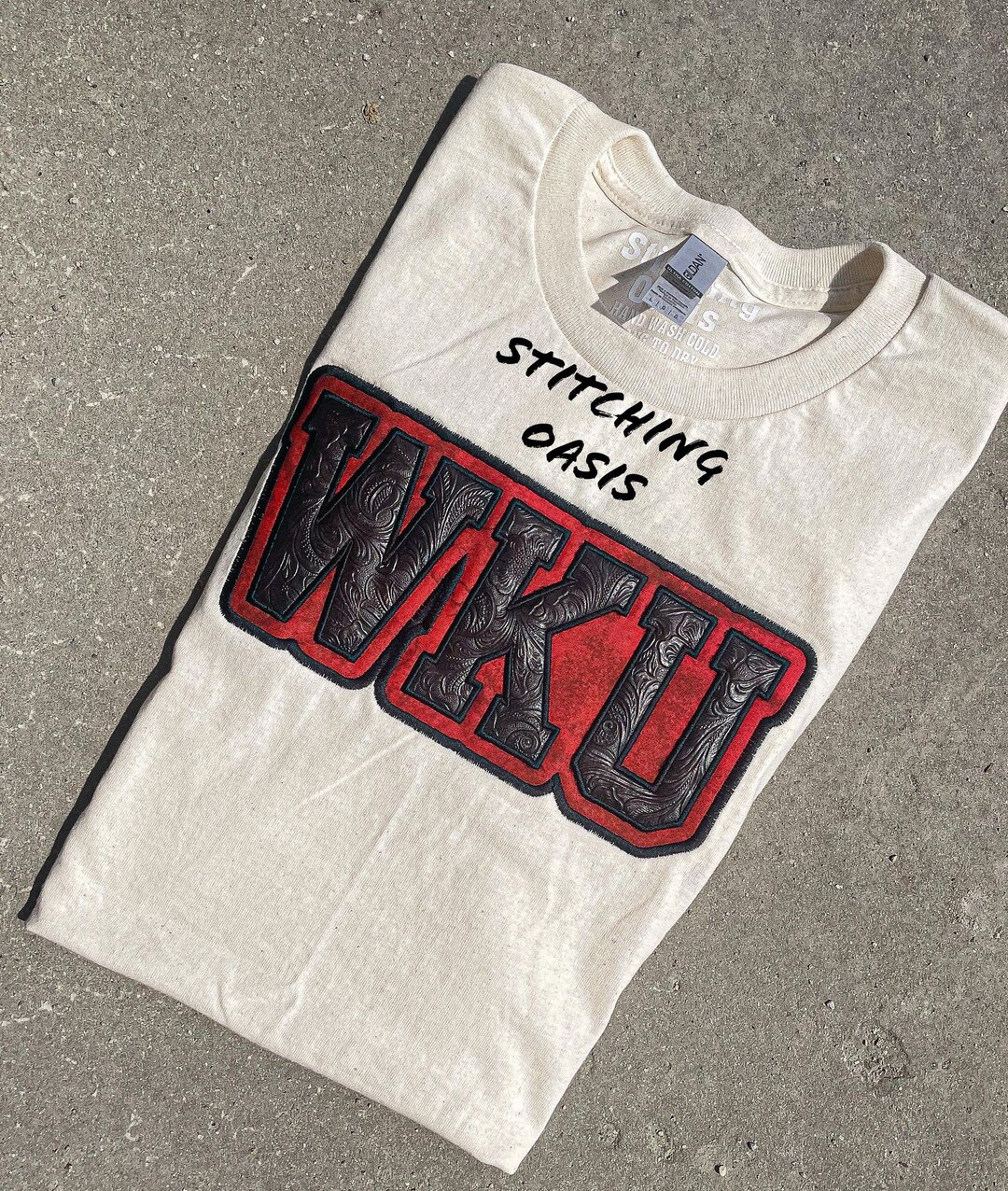 Tooled Leather/fabric WKU Double Applique, Western Kentucky, WKU ...