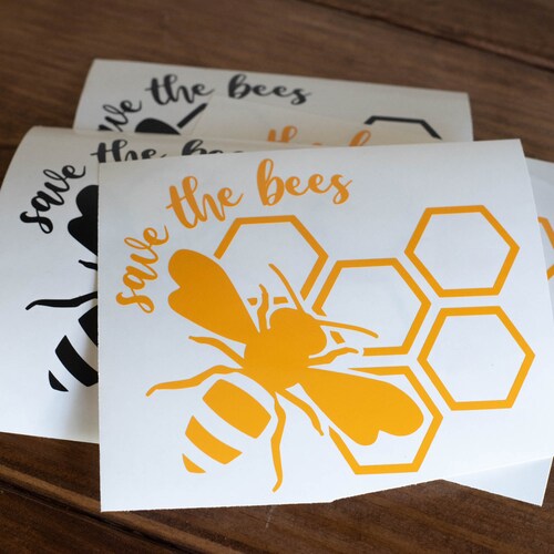 Honey Bee Vinyl Decal Save the Bees Honeycomb Bee Flower - Etsy