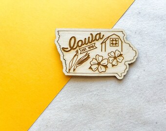 Iowa Magnet Wooden Iowa State Magnet Laser Cut IA State - Etsy