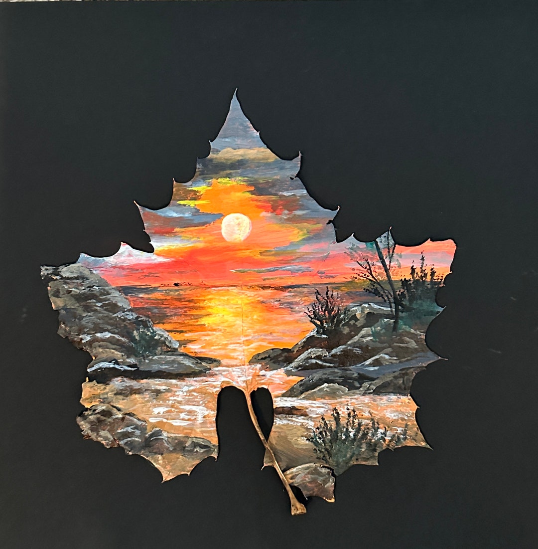 Real Sycamore Leaf Hand Painted - Etsy