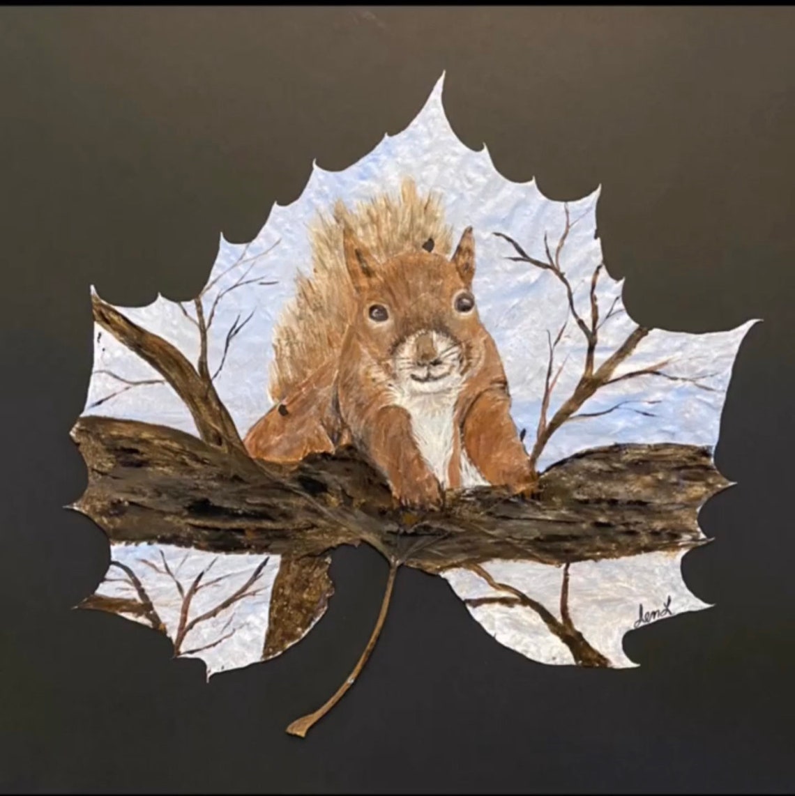 Scurrying Around. Real Painted Sycamore Leaf - Etsy