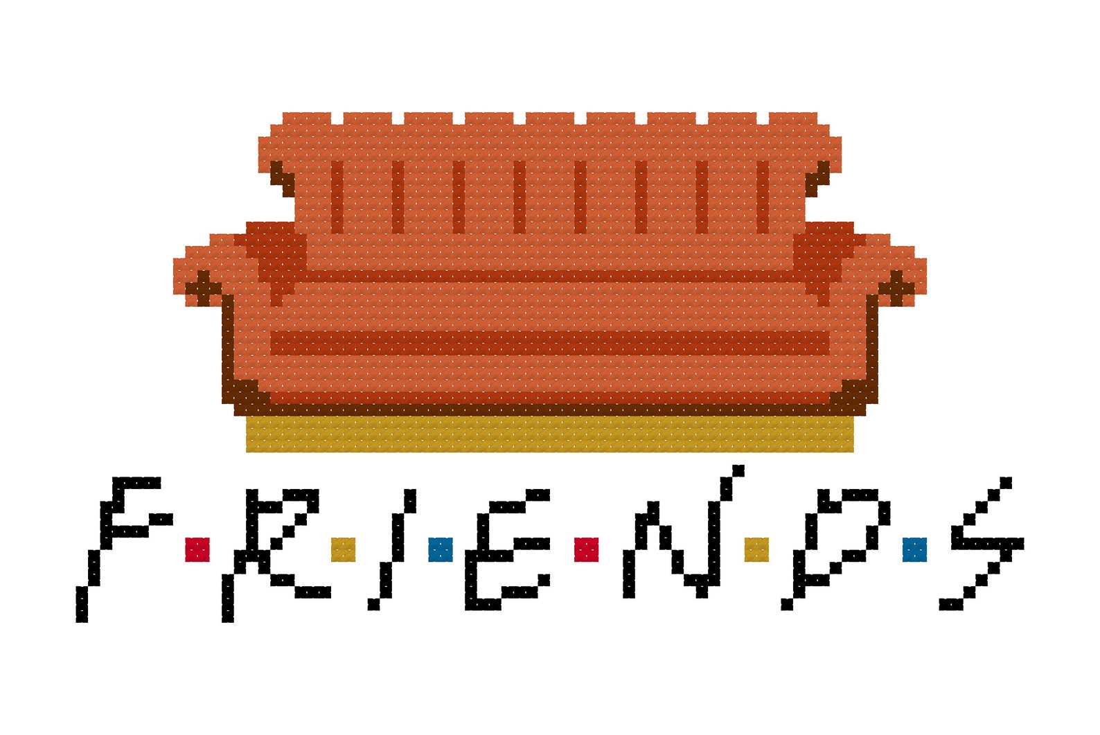 Friends Couch PDF Cross Stitch Pattern, Friends TV Show Logo Instant ...