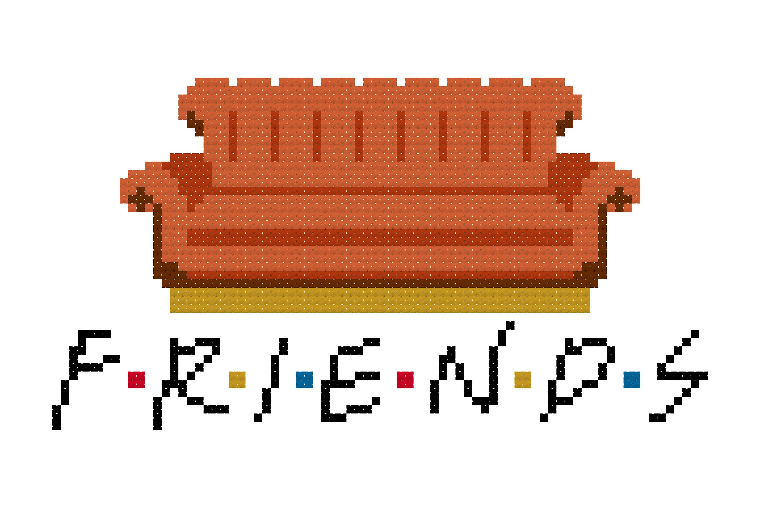 Friends Couch PDF Cross Stitch Pattern, Friends TV Show Logo Instant ...