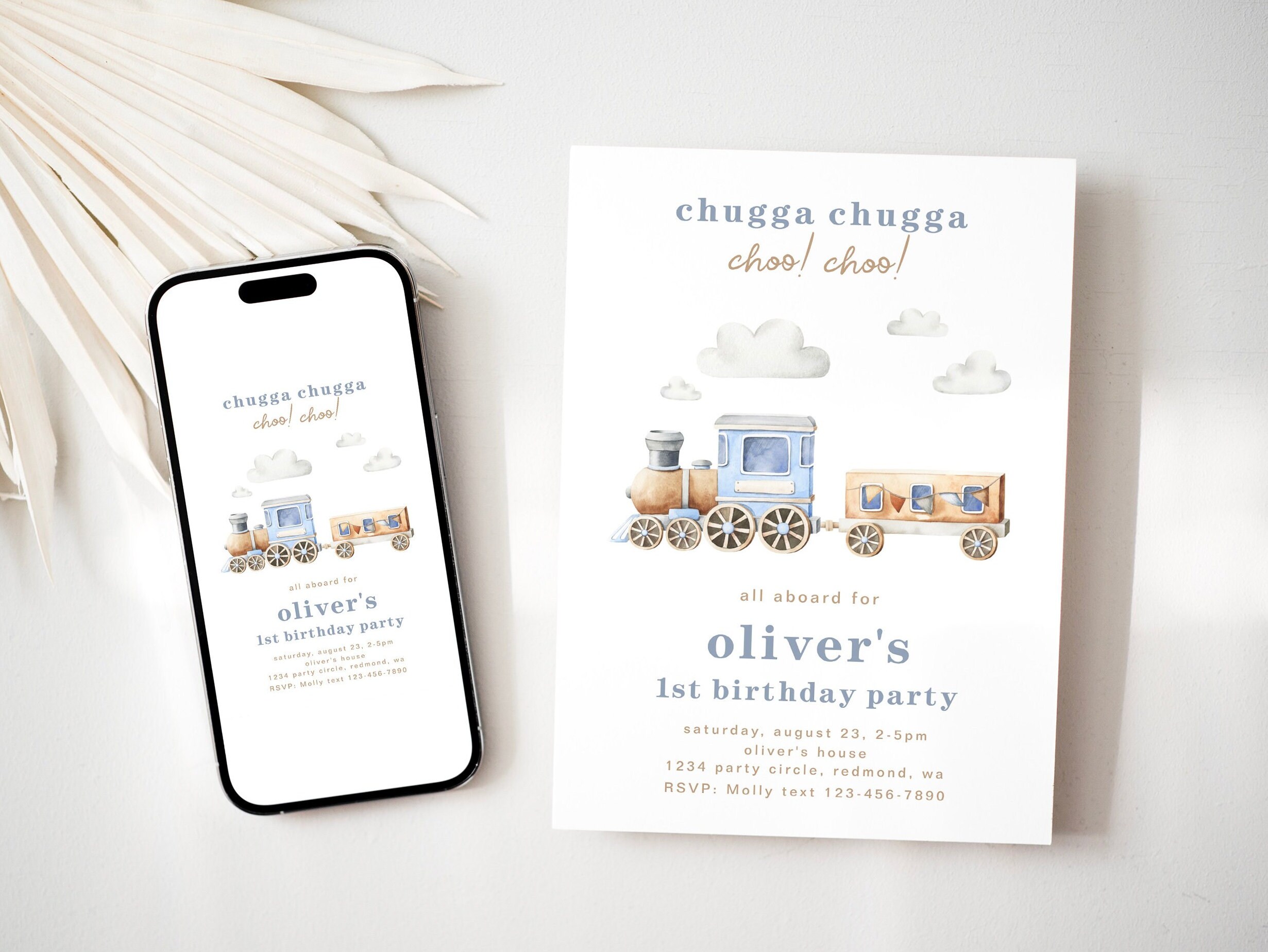 Train Birthday Party Invitation, Train Birthday Invitation, Digital ...