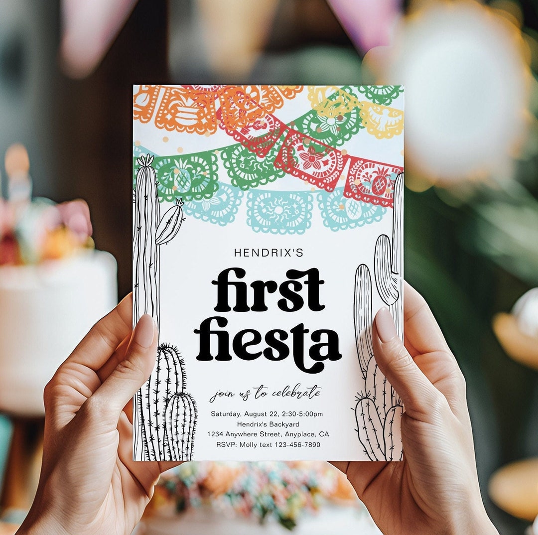 First Fiesta Cactus Birthday Invitation, Digital First Fiesta Birthday ...