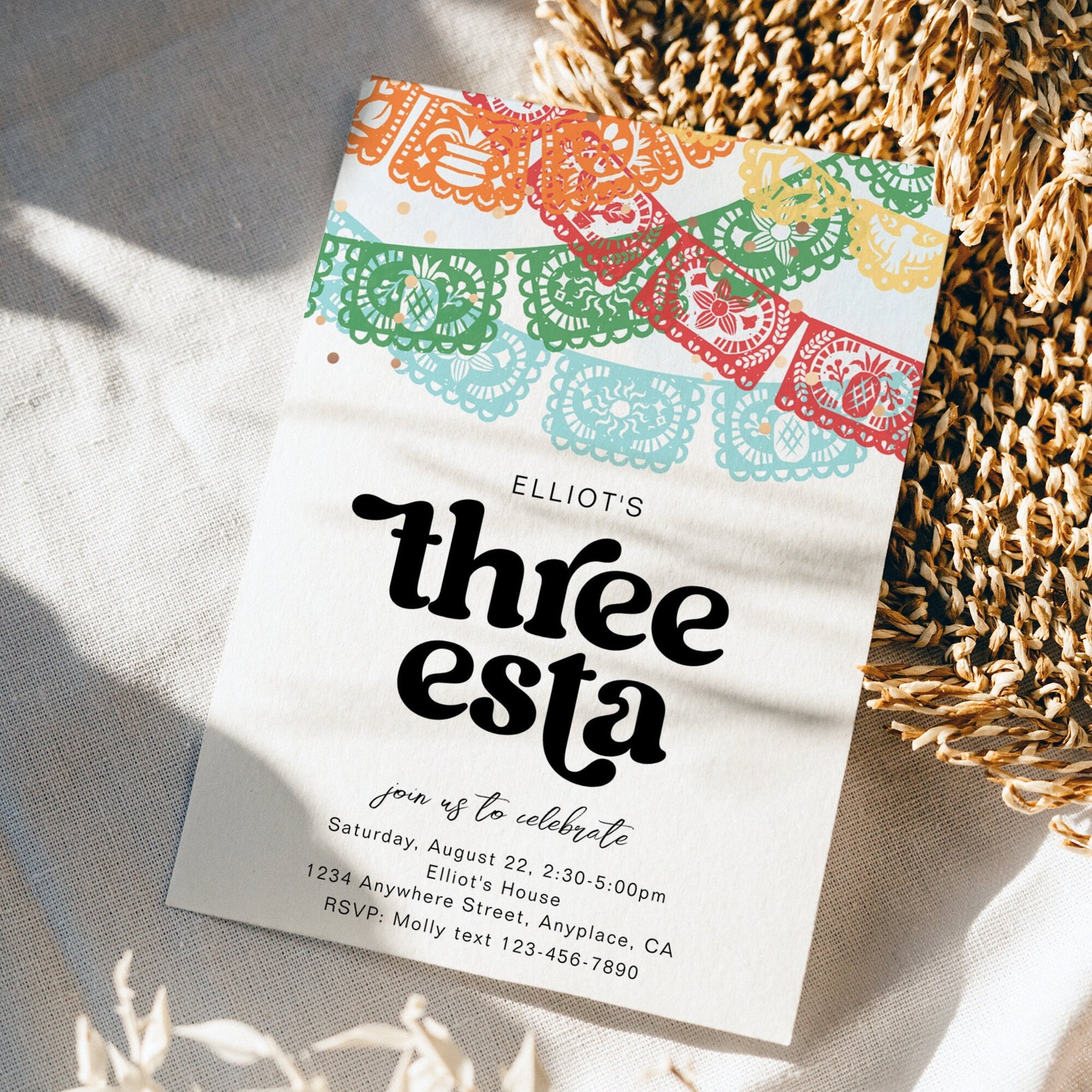 Three Esta Birthday Party Invitation, Third Birthday Fiesta, Fiesta ...