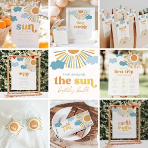 Editable Sun Birthday Bundle, Trip Around the Sun Birthday Bundle ...