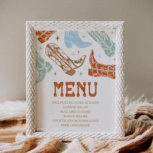 Editable Cowboy Menu Sign, Blue Western Menu Sign, Cowboy Baby Shower ...