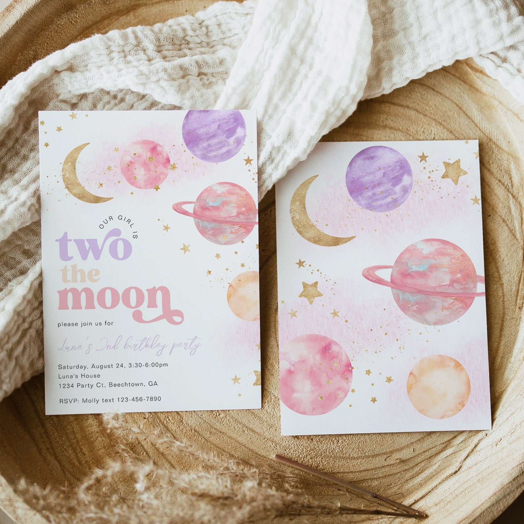 Two the Moon Birthday Party Invitation, Two the Moon Party, Digital Two ...