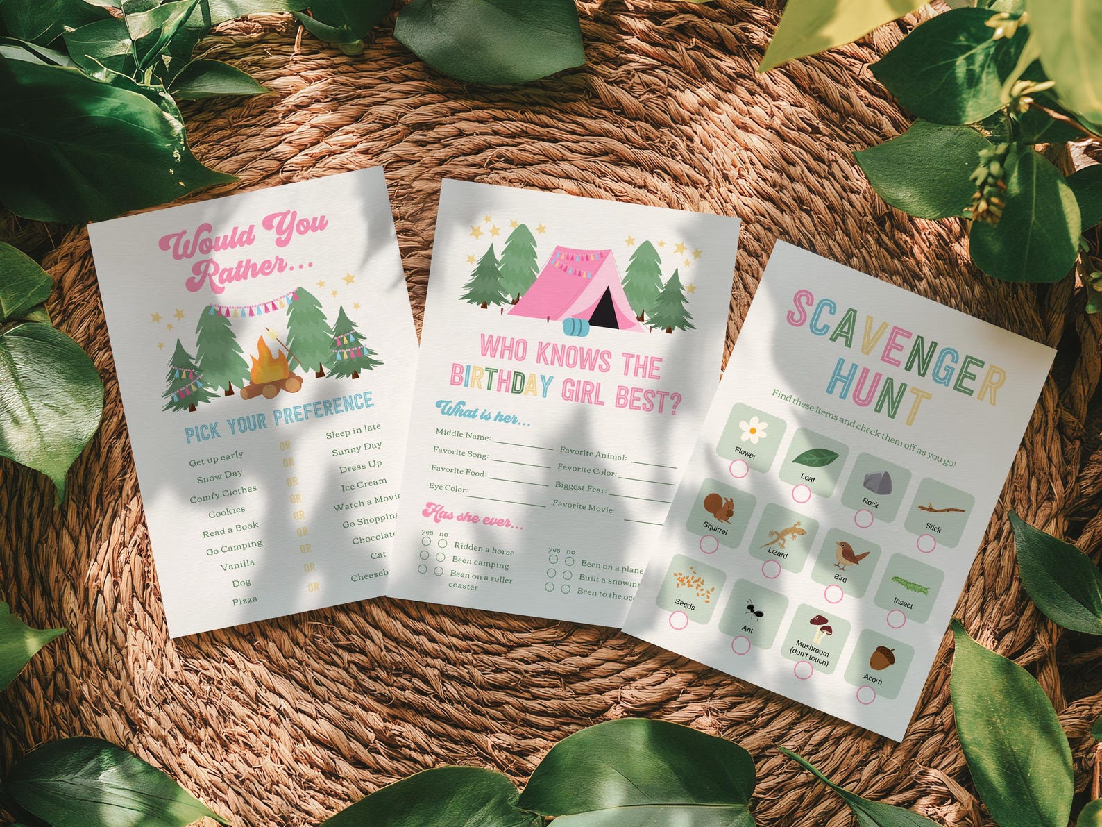 Girl's Camping Birthday Bundle, Digital Camping Bundle, Glamping ...