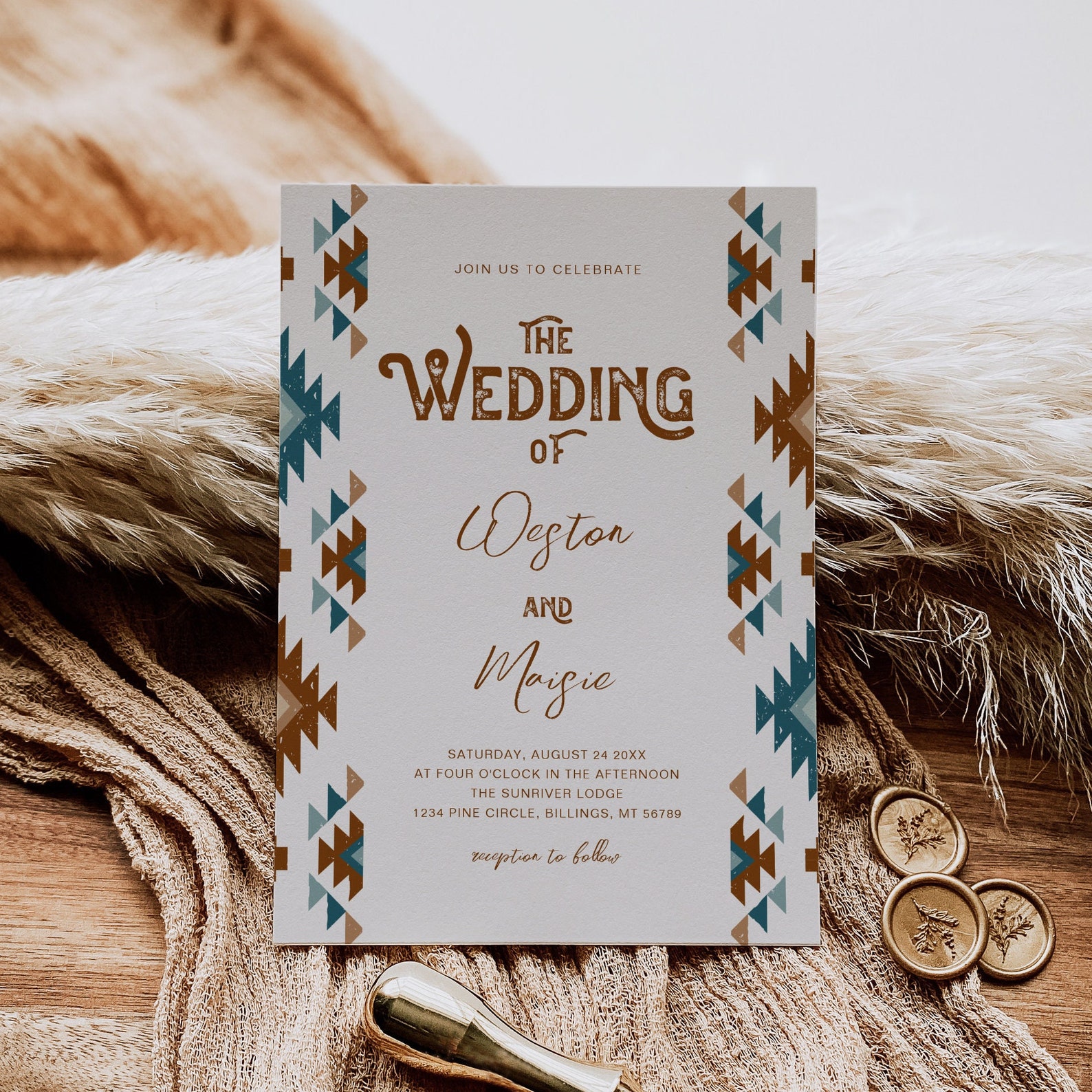 Southwestern Wedding Invitation, Western Wedding Invitation, Digital ...