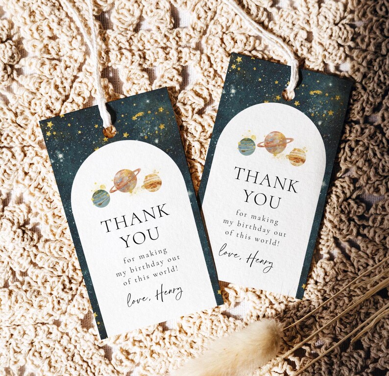 Editable Space Birthday Favor Tag, Space Party Favor Tag, Space Thank ...