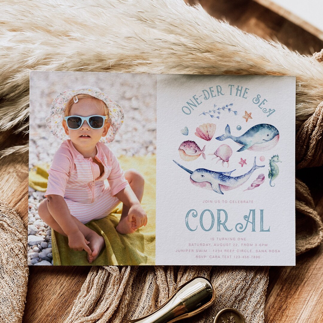 Photo One-der the Sea Birthday Invitation, Ocean First Birthday ...