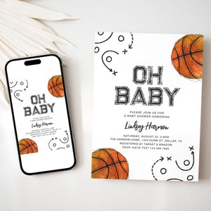 Basketball Baby Shower Invitation, Digital Basketball Shower Invitation ...