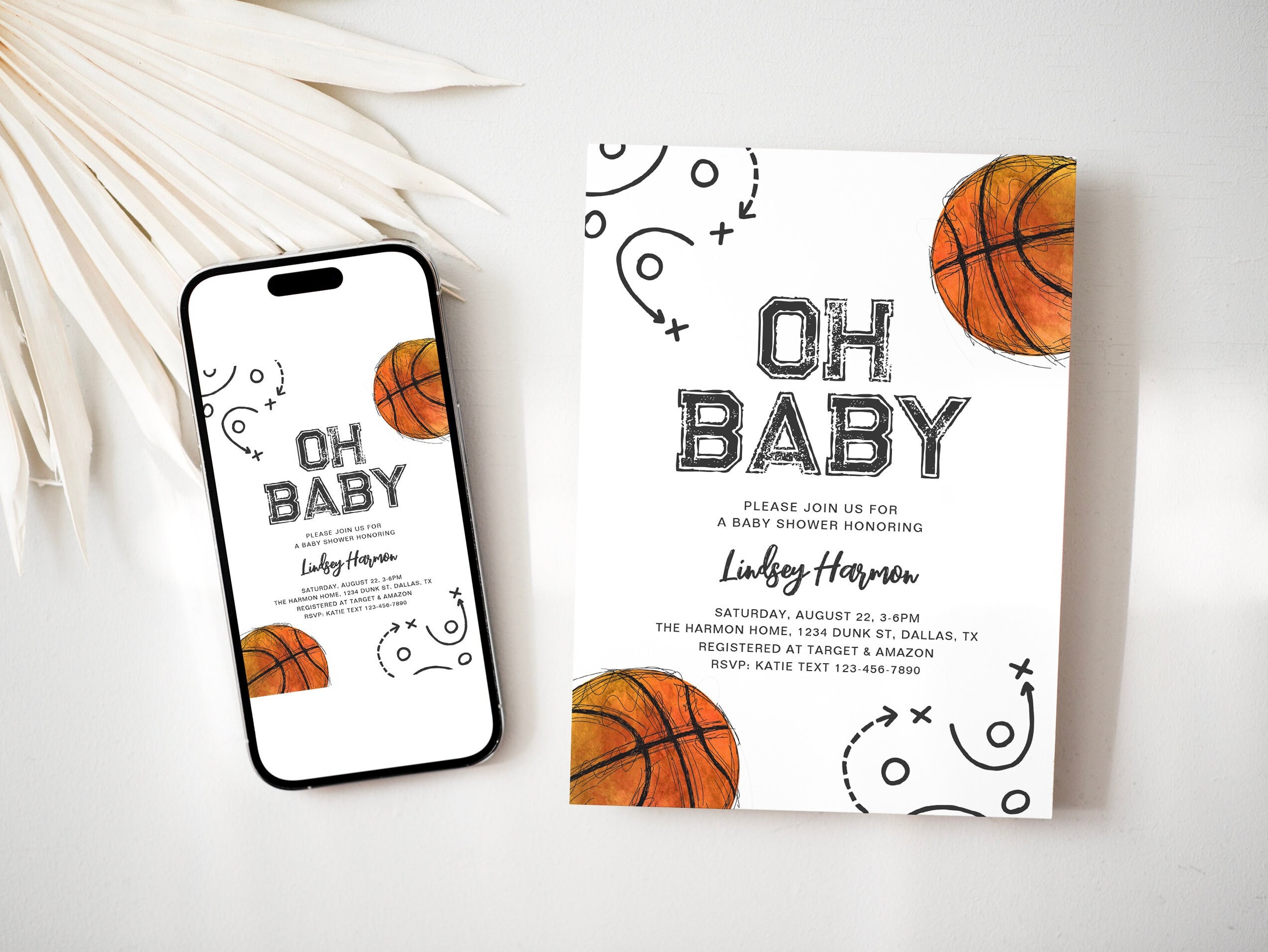 Basketball Baby Shower Invitation, Digital Basketball Shower Invitation ...