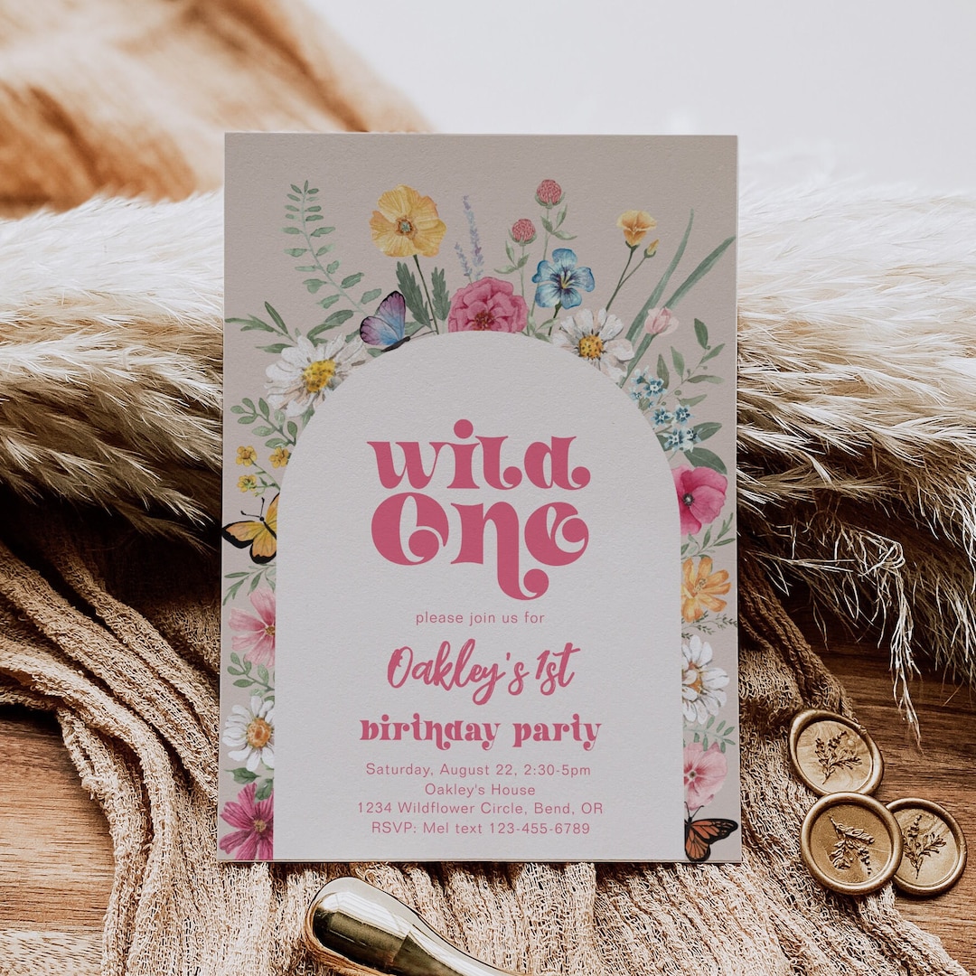 Wild One Arch Wildflower Invitation, Spring Wildflower Invitation ...