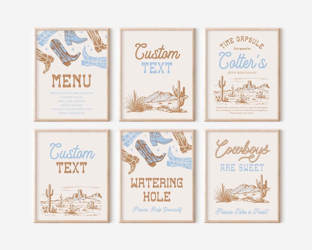 Cowboy Birthday Party Signs, Cowboy Sign Bundle, Western Sign Bundle ...