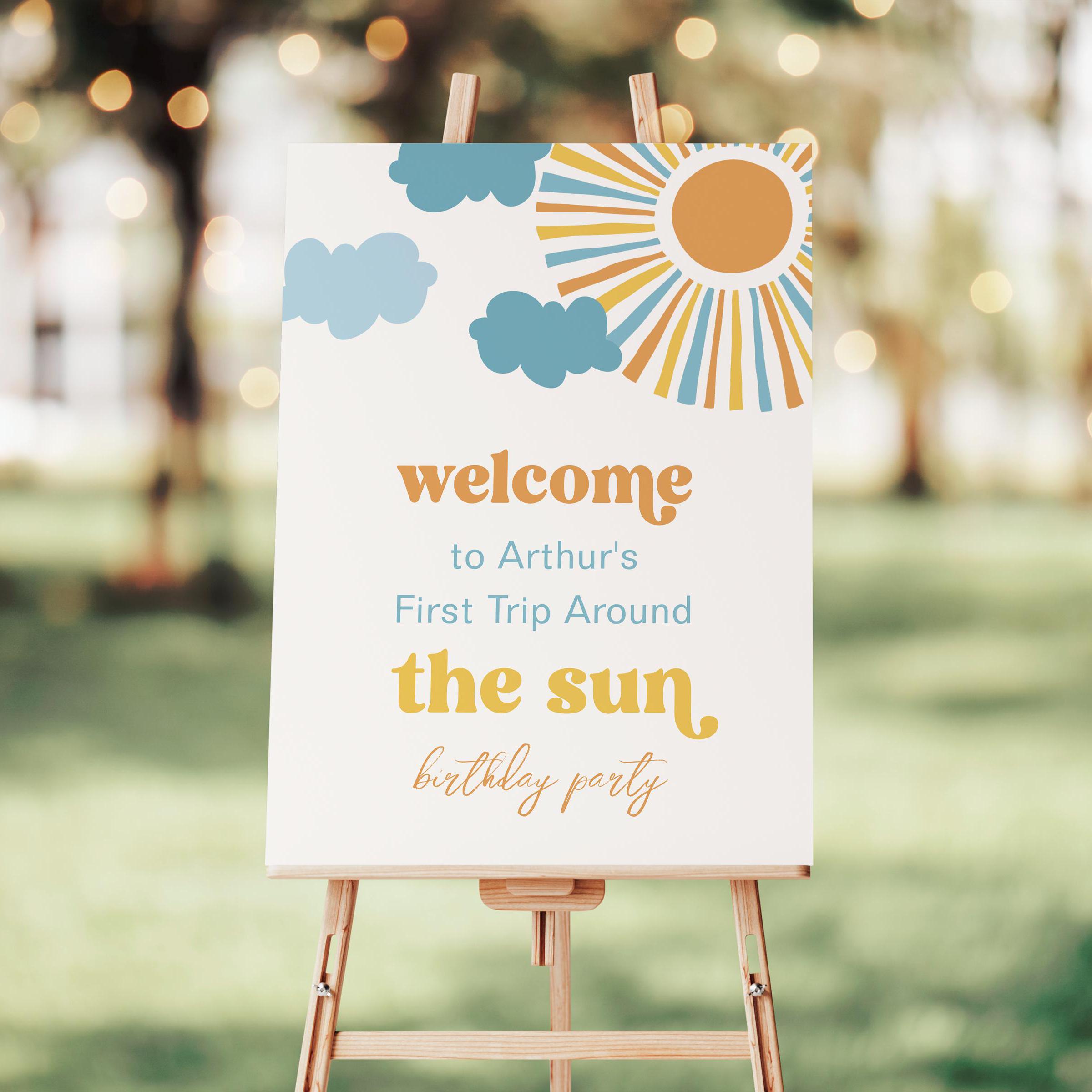 First Trip Around the Sun Welcome Sign, Sun Birthday Welcome Sign ...