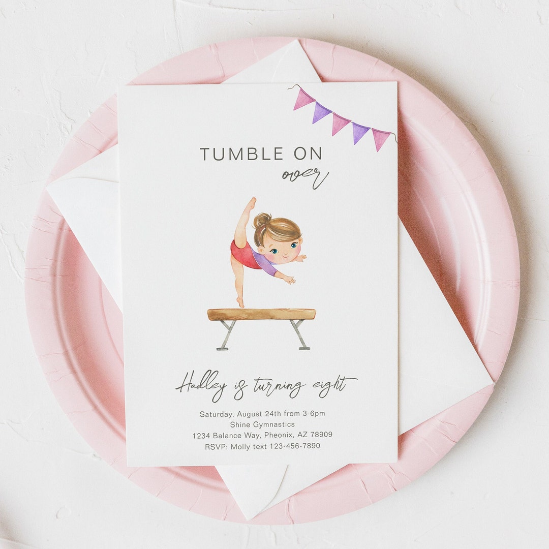 Gymnastics Birthday Party Invitation, Digital Gymnastics Invitation ...