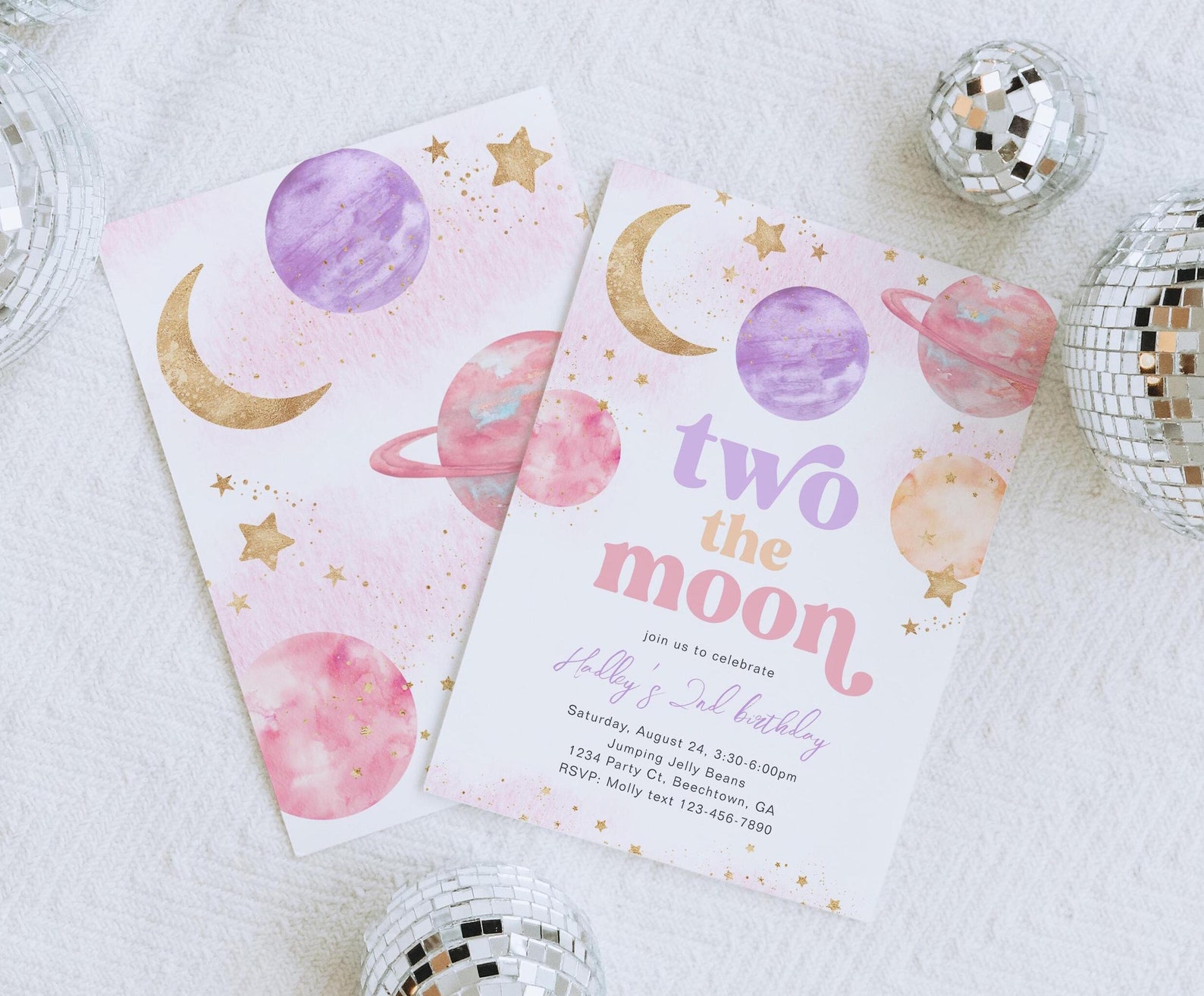 Two the Moon Birthday Party Invitation, Two the Moon Party, Digital Two ...